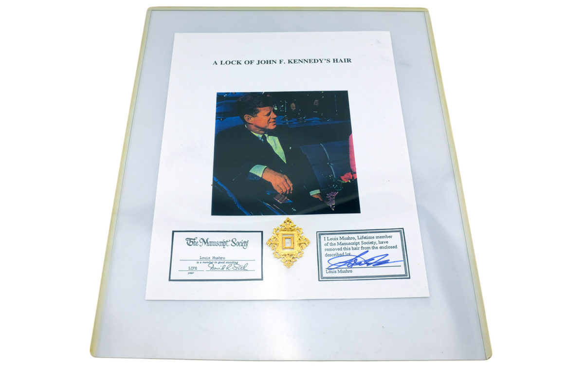 John F. Kennedy One Hair Strand w/ Locket COA - Ozzy Collectibles